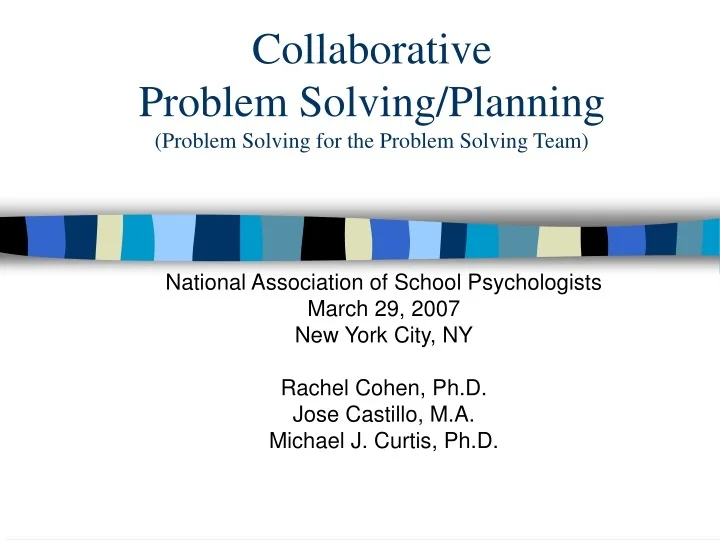 PPT - Collaborative Problem Solving/Planning (Problem Solving for the ...