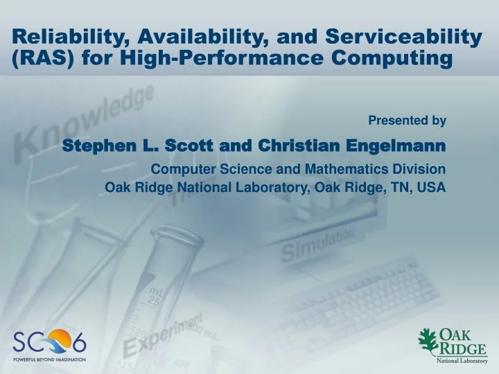 PPT - Reliability, Availability, and Serviceability (RAS) for High ...