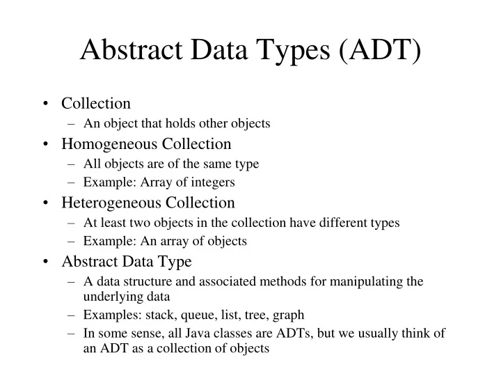 PPT - Abstract Data Types (ADT) PowerPoint Presentation, free download ...