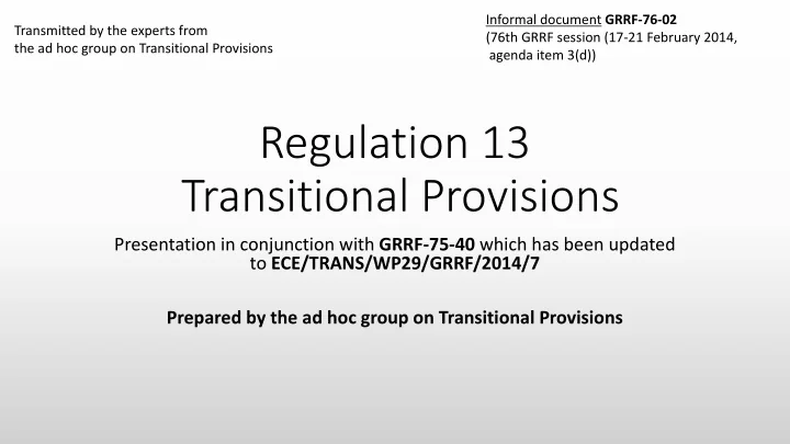 PPT - Regulation 13 Transitional Provisions PowerPoint Presentation ...