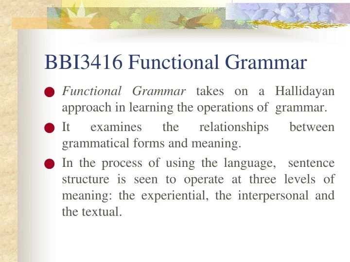 PPT - BBI3416 Functional Grammar PowerPoint Presentation, free download ...