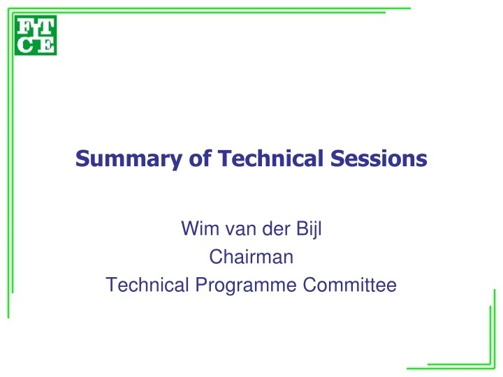 PPT - Summary of Technical Sessions PowerPoint Presentation, free ...