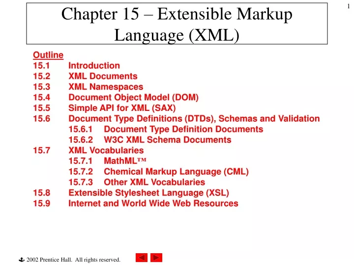 Ppt Chapter 15 Extensible Markup Language Xml Powerpoint