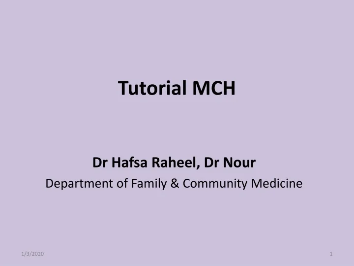 PPT - Tutorial MCH PowerPoint Presentation, free download - ID:9472859
