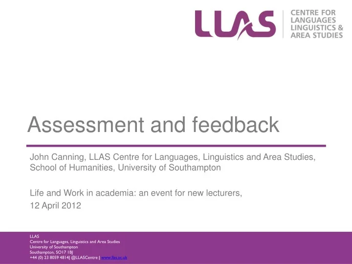 PPT - Assessment and feedback PowerPoint Presentation, free download ...