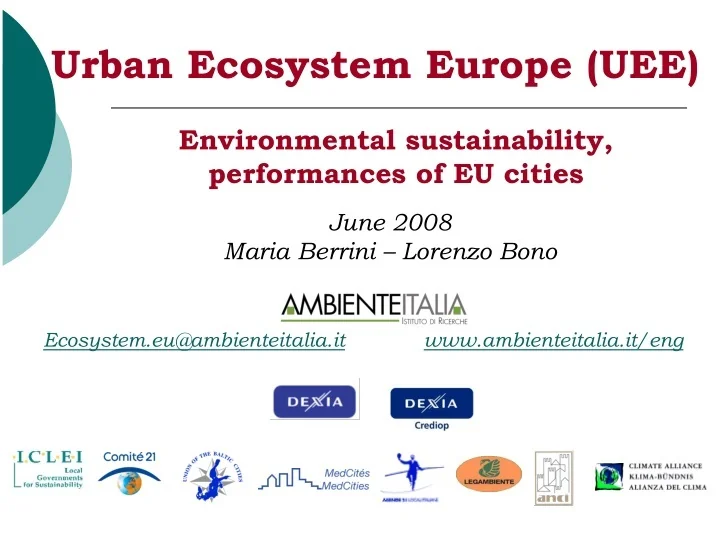PPT - Environmental sustainability, performances of EU cities ...