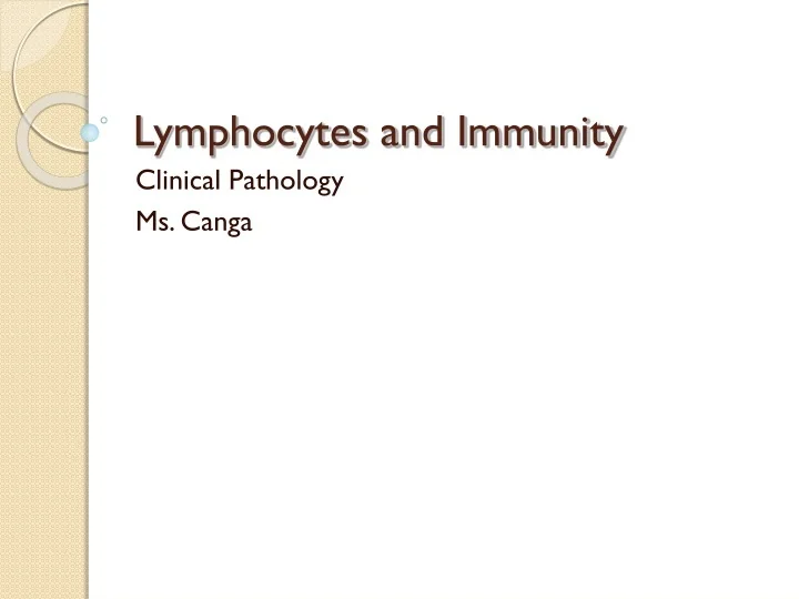 PPT - Lymphocytes and Immunity PowerPoint Presentation, free download ...
