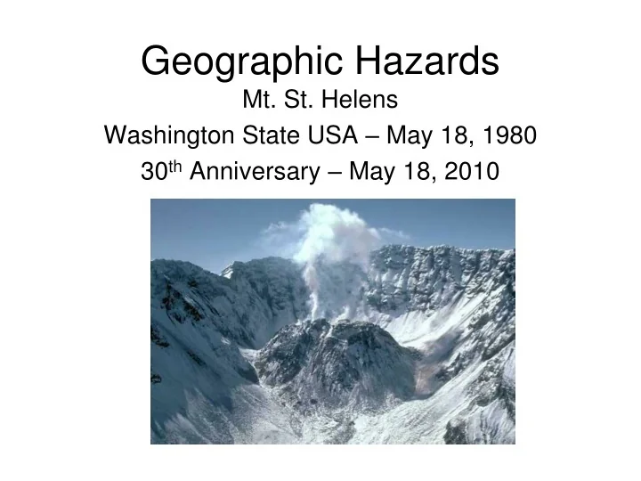 PPT - Geographic Hazards PowerPoint Presentation, free download - ID ...