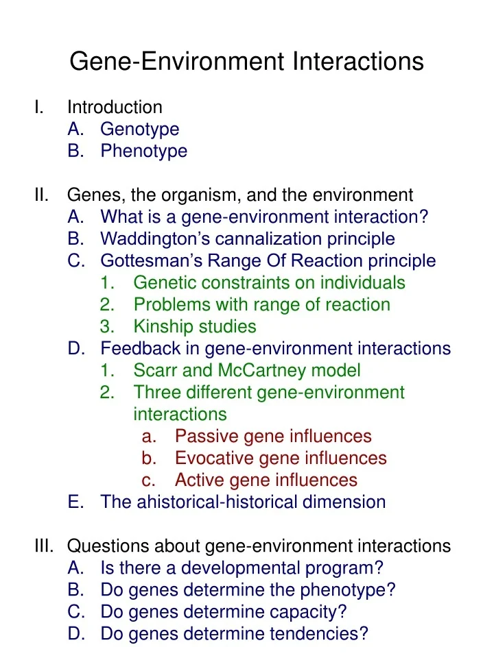 PPT - Gene-Environment Interactions PowerPoint Presentation, free ...