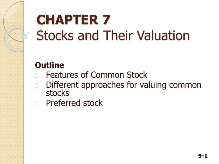 PPT - CHAPTER 7 Stocks and Their Valuation PowerPoint Presentation ...