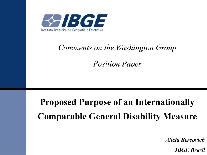 PPT - Comments on the Washington Group Position Paper PowerPoint ...