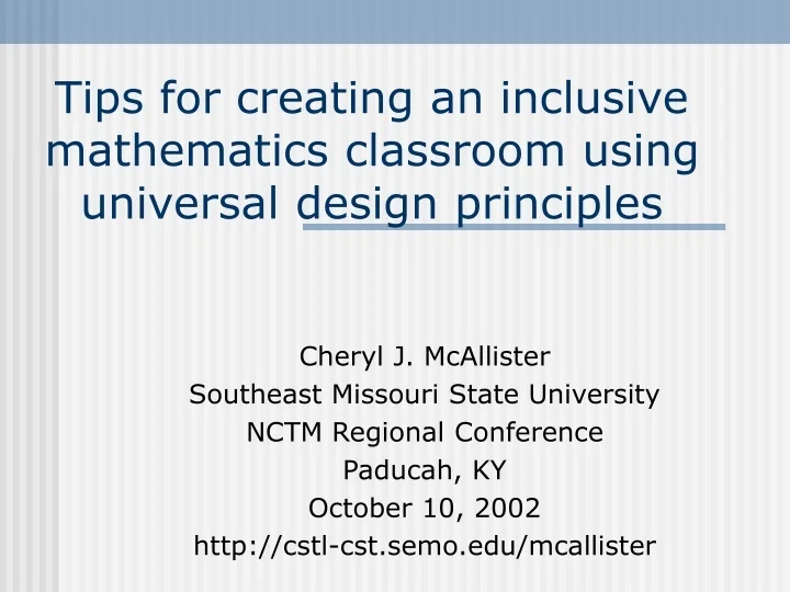 PPT - Tips for creating an inclusive mathematics classroom using ...