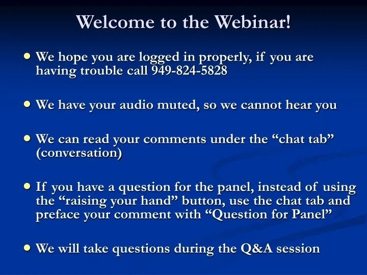 PPT - Welcome to the Webinar! PowerPoint Presentation, free download ...