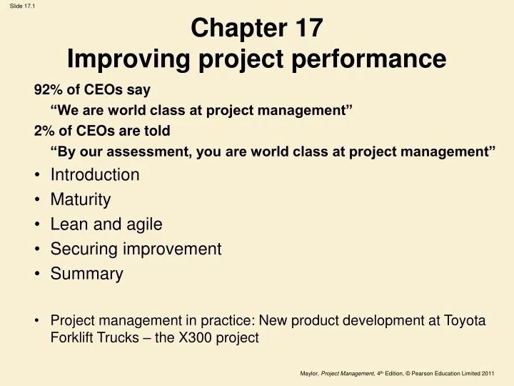 PPT - Chapter 17 Improving project performance PowerPoint Presentation ...