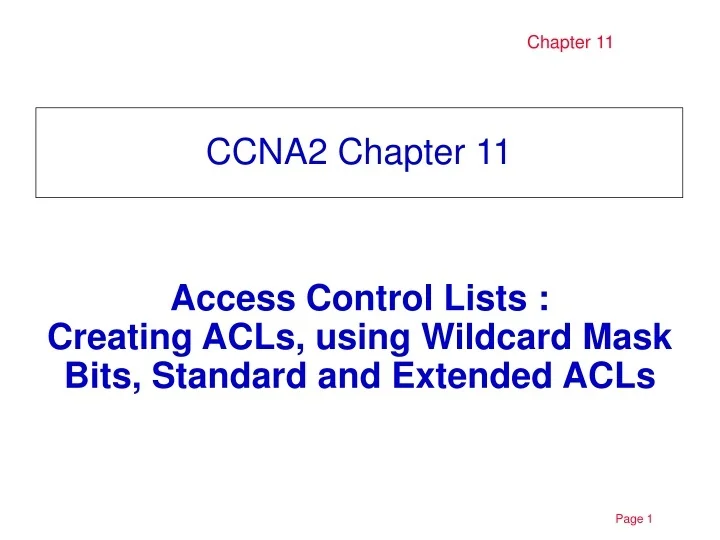 Ppt Access Control Lists Creating Acls Using Wildcard Mask Bits