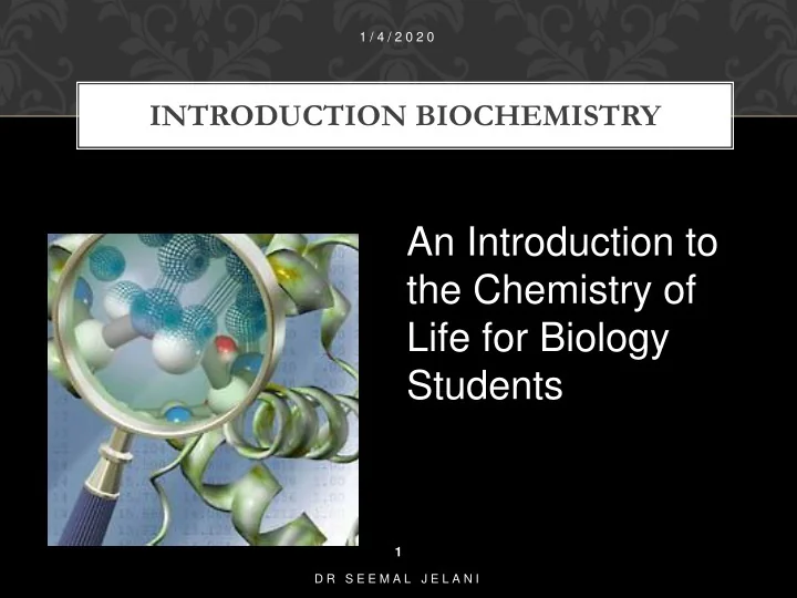 PPT - INTRODUCTION Biochemistry PowerPoint Presentation, free download ...