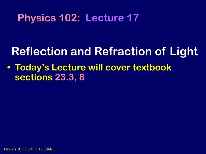 PPT - Reflection and Refraction of Light PowerPoint Presentation, free ...