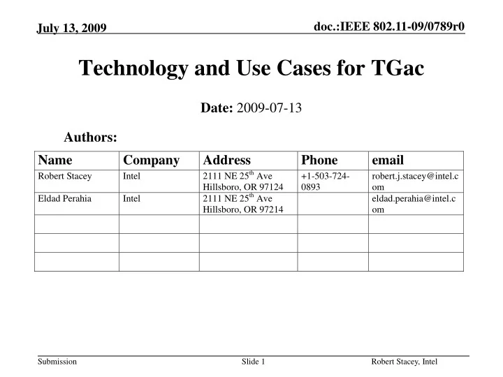 PPT - Technology and Use Cases for TGac PowerPoint Presentation, free ...