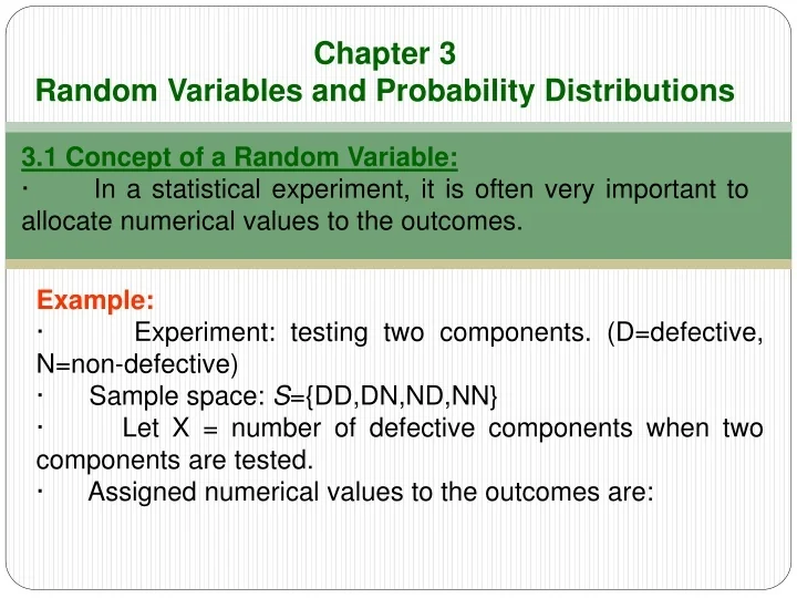 PPT - Chapter 3 Random Variables and Probability Distributions 3.1 Concept of a Random Variable ...