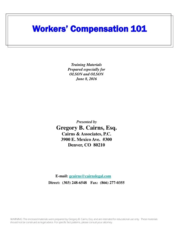 PPT - Workers’ Compensation 101 PowerPoint Presentation, free download - ID:9499426
