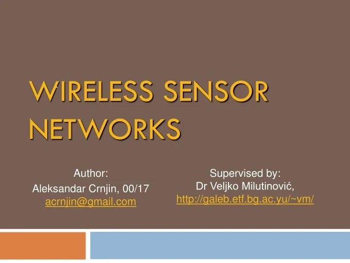 PPT - WIRELESS SENSOR NETWORKS PowerPoint Presentation, free download ...