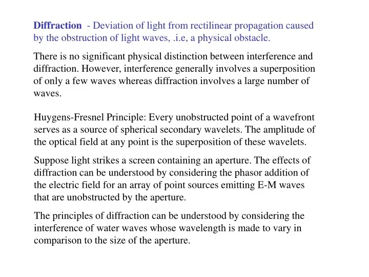 PPT - To illustrate diffraction consider water waves in a ripple tank ...
