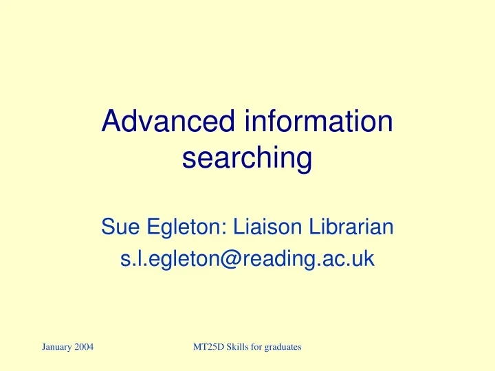PPT - Advanced information searching PowerPoint Presentation, free ...