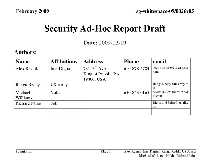 PPT - Security Ad-Hoc Report Draft PowerPoint Presentation, free ...