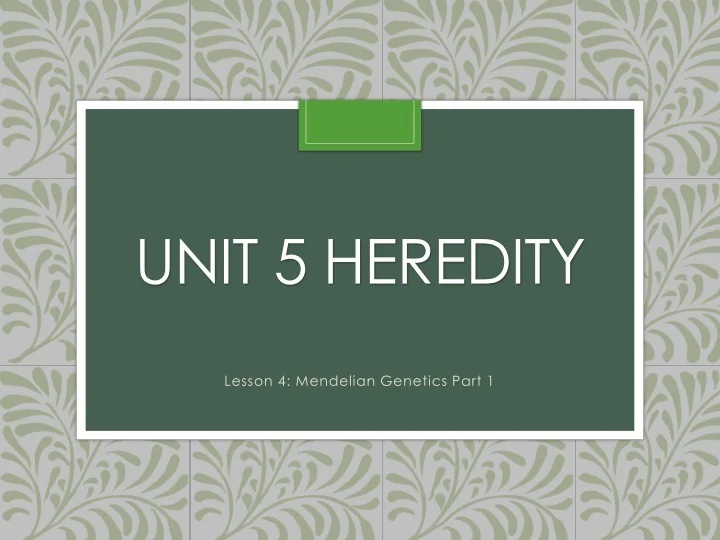 PPT - Unit 5 Heredity PowerPoint Presentation, free download - ID:9503730