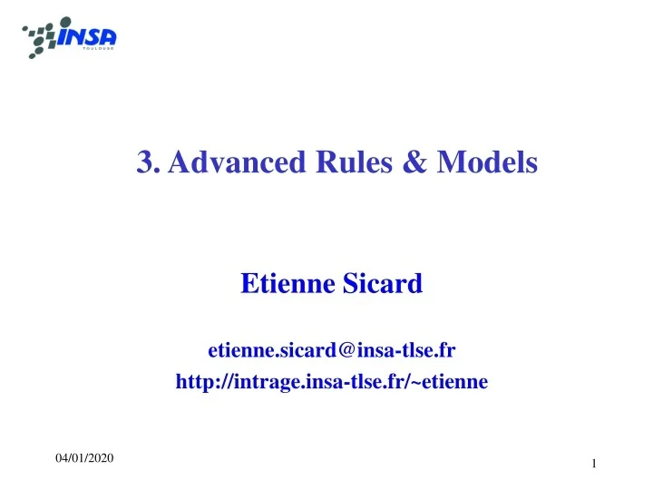 PPT - 3. Advanced Rules & Models PowerPoint Presentation, free download ...