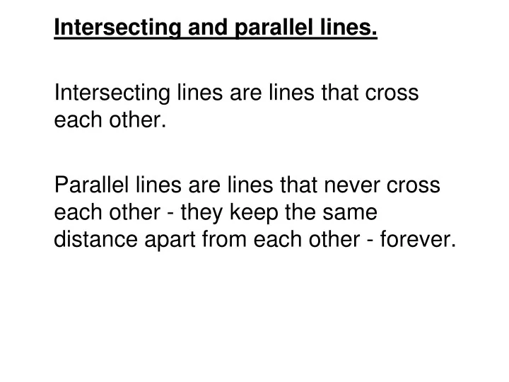 PPT - Intersecting and parallel lines. Intersecting lines are lines ...