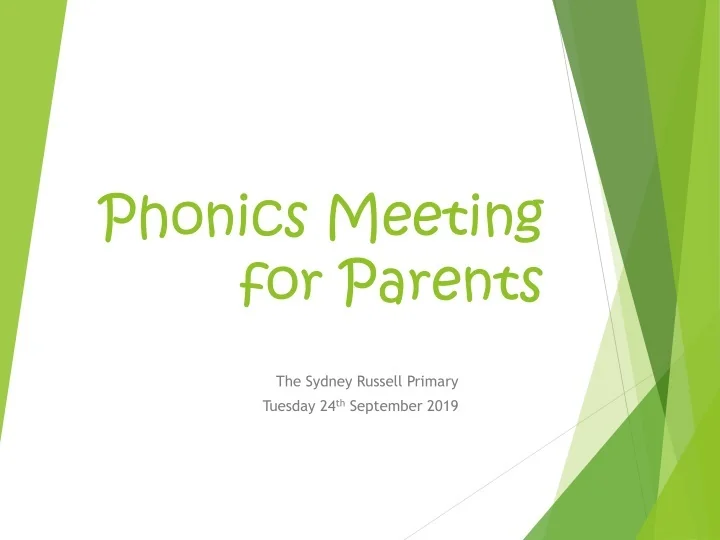 PPT - Phonics Meeting for Parents PowerPoint Presentation, free ...