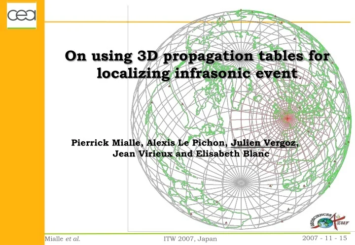Ppt On Using 3d Propagation Tables For Localizing Infrasonic Event