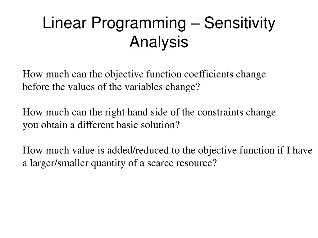 PPT Linear Programming Sensitivity Analysis PowerPoint Presentation PPT Linear Programming Sensitivity Analysis PowerPoint Presentation