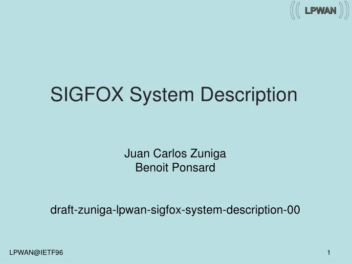 PPT - SIGFOX System Description PowerPoint Presentation, free download ...