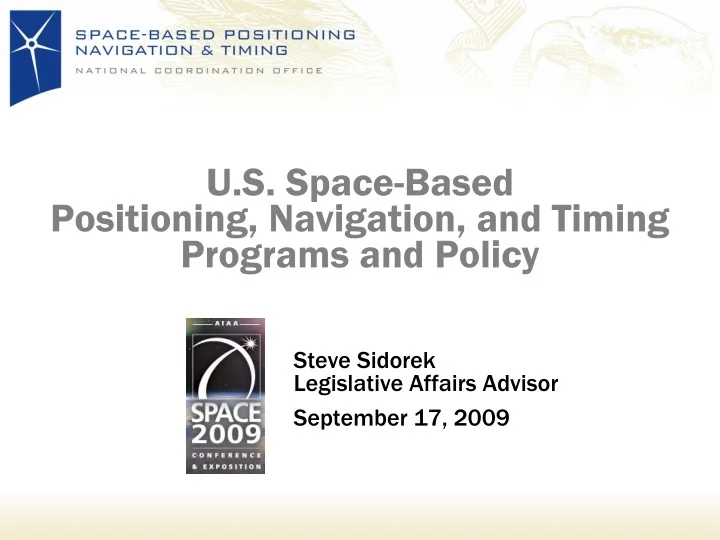 PPT - U.S. Space-Based Positioning, Navigation, and Timing Programs and ...