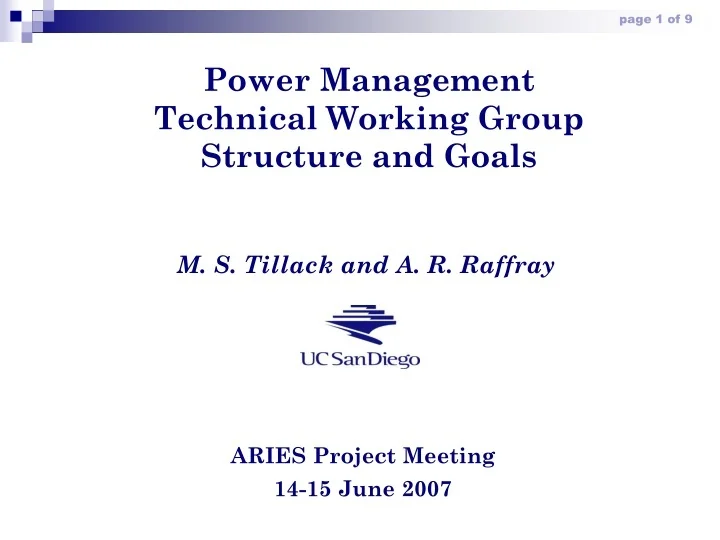 PPT - Power Management Technical Working Group Structure and Goals ...