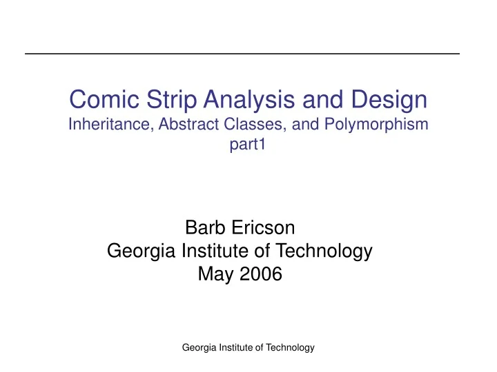PPT Comic Strip Analysis And Design Inheritance Abstract Classes And Polymorphism Part1 
