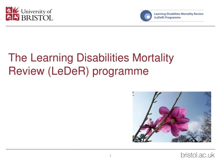 PPT - The Learning Disabilities Mortality Review (LeDeR) programme ...