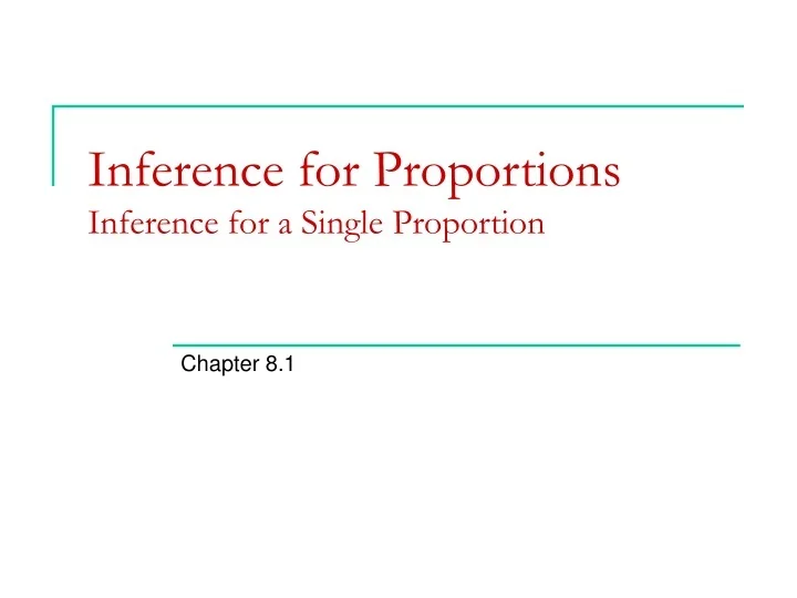 PPT - Inference for Proportions Inference for a Single Proportion ...