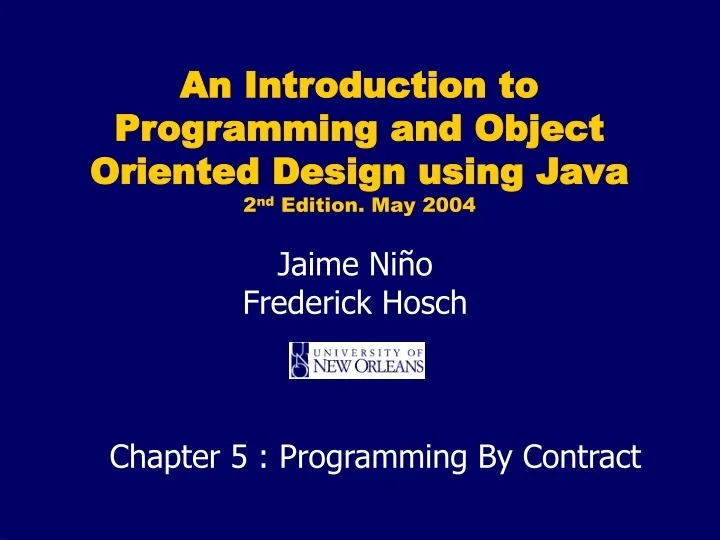PPT - Chapter 5 : Programming By Contract PowerPoint Presentation, free ...