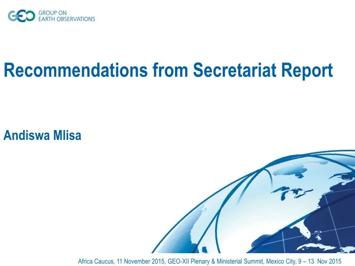 PPT - Recommendations from Secretariat Report PowerPoint Presentation ...
