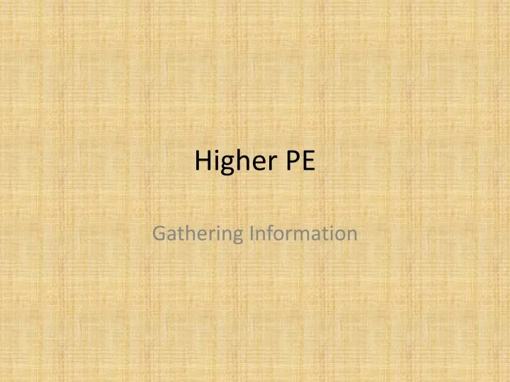 PPT - Higher PE PowerPoint Presentation, free download - ID:9512323