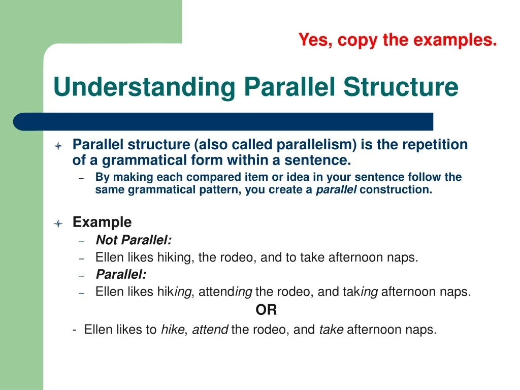 PPT Parallel Structure PowerPoint Presentation Free Download ID