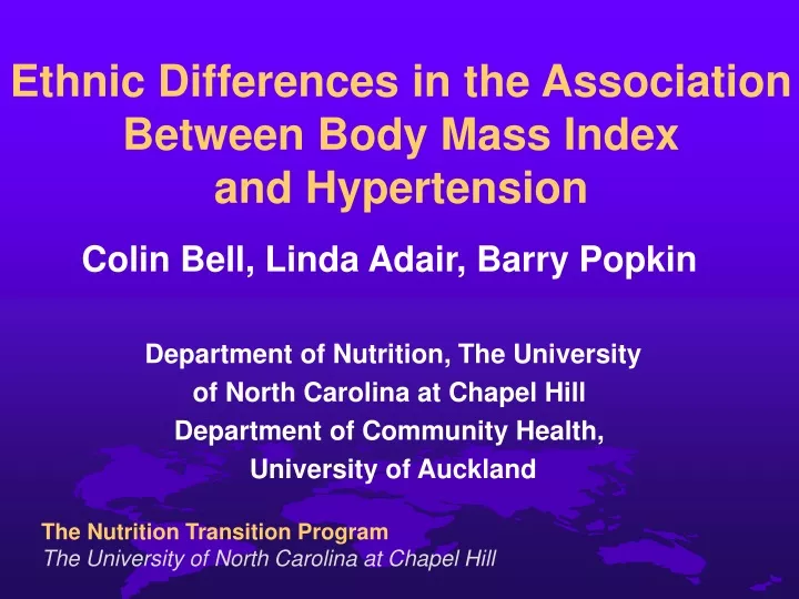 Ppt Ethnic Differences In The Association Between Body Mass Index And