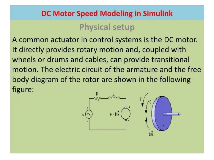PPT - DC Motor Speed Modeling in Simulink PowerPoint Presentation, free ...
