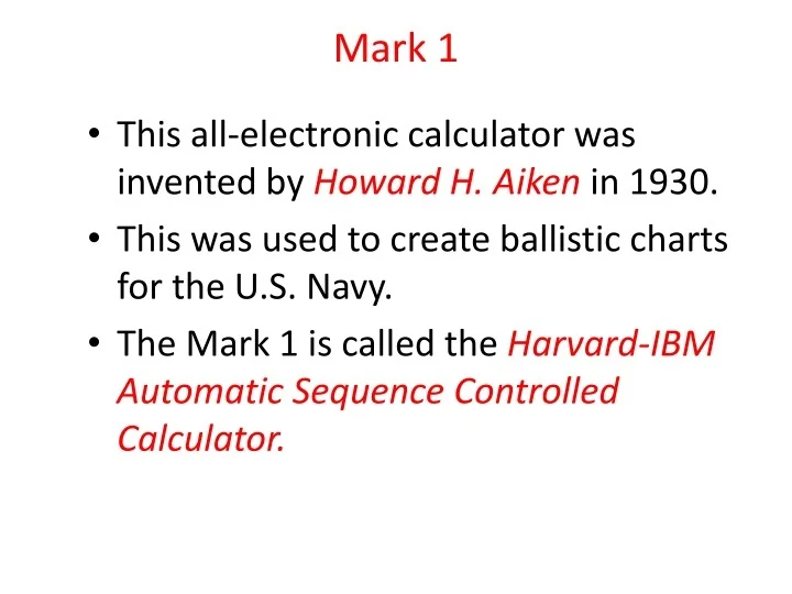 PPT - Mark 1 PowerPoint Presentation, free download - ID:9518767