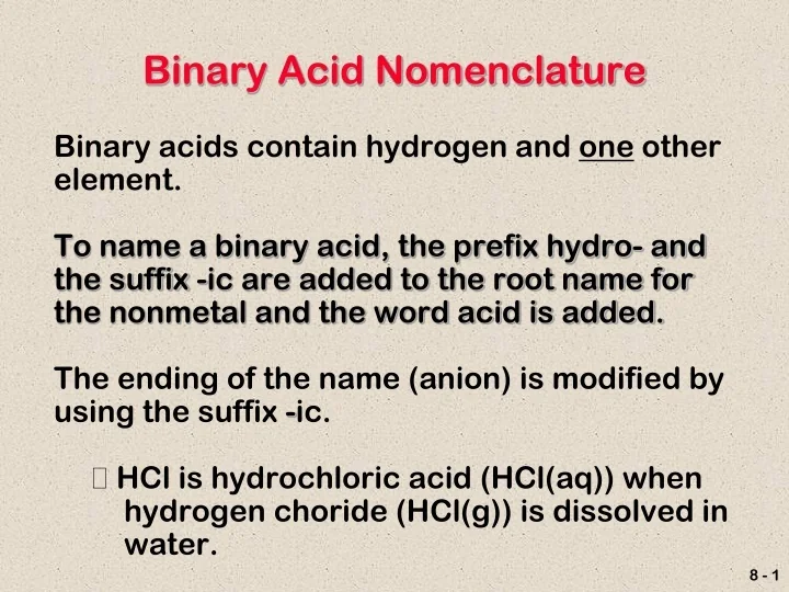 PPT - Binary Acid Nomenclature PowerPoint Presentation, free download ...