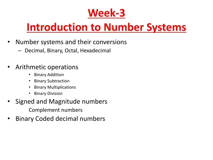 PPT - Week-3 Introduction to Number Systems PowerPoint Presentation ...