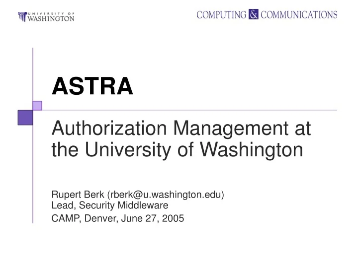 PPT - ASTRA PowerPoint Presentation, free download - ID:9521160